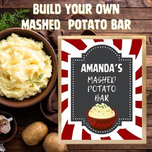 Build Your Own Mashed Potato Bar Sign | Buffet Sign Set With Food Tent ...