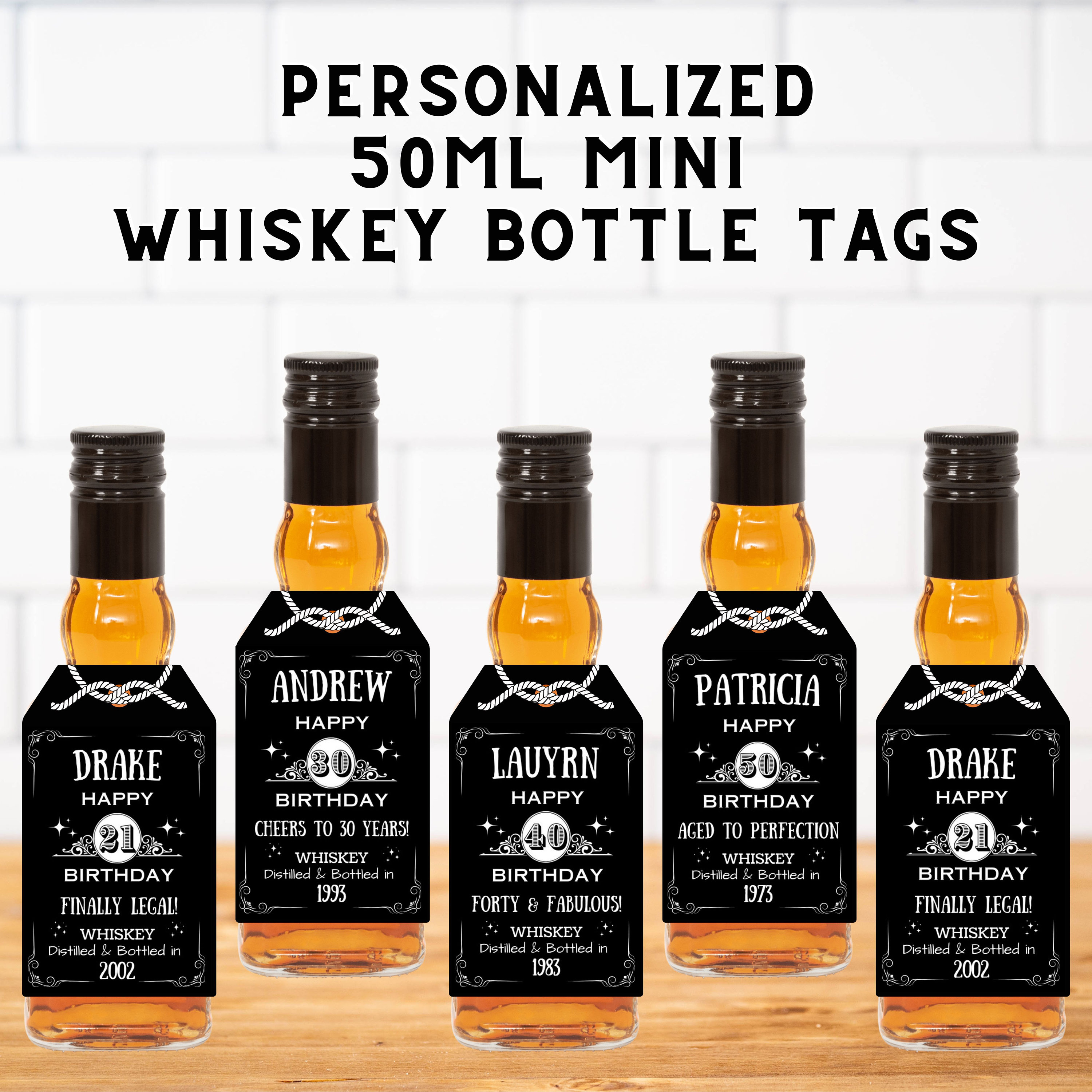 Printable Custom Mini Whiskey Bottle TAGS, Fits Mini Whiskey Bottle ...