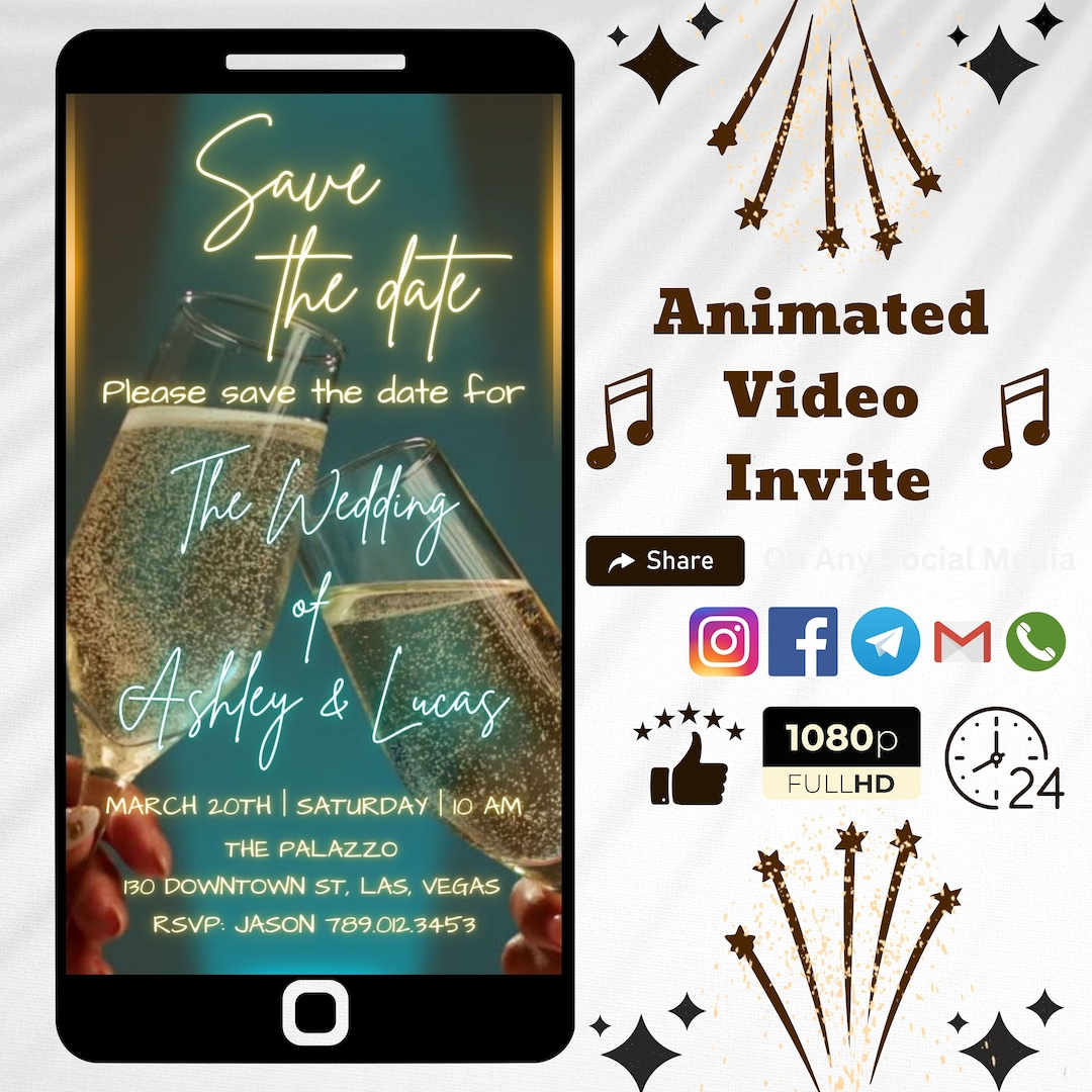 Invitación digital de video animada personalizada, invitación de boda ...