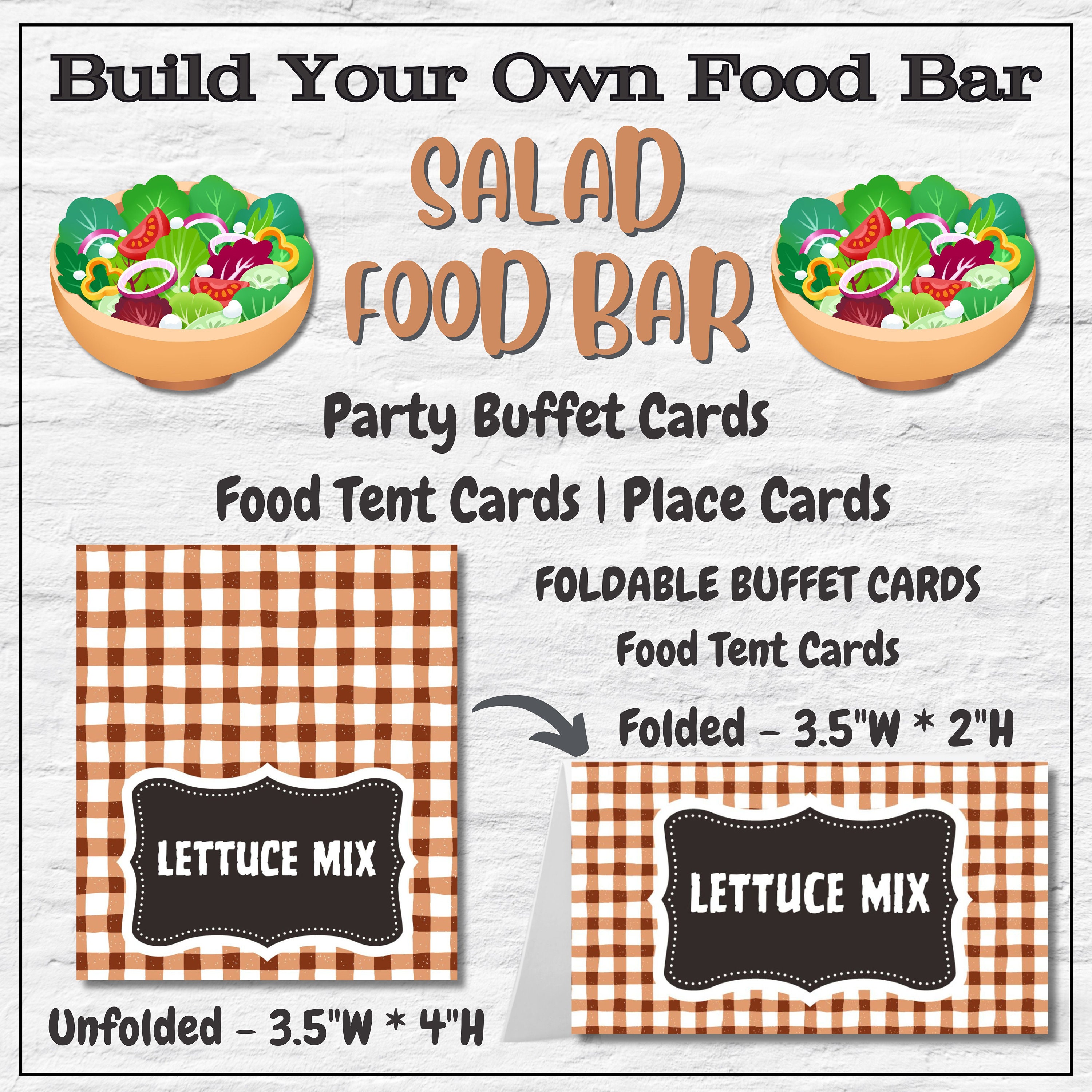 Build Your Own SALAD Food Bar Buffet Sign + Buffet Cards + Personalized ...