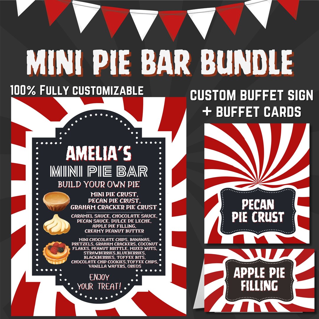 Build Your Own MINI PIE Station, Food Bar Buffet Sign, Buffet Cards ...