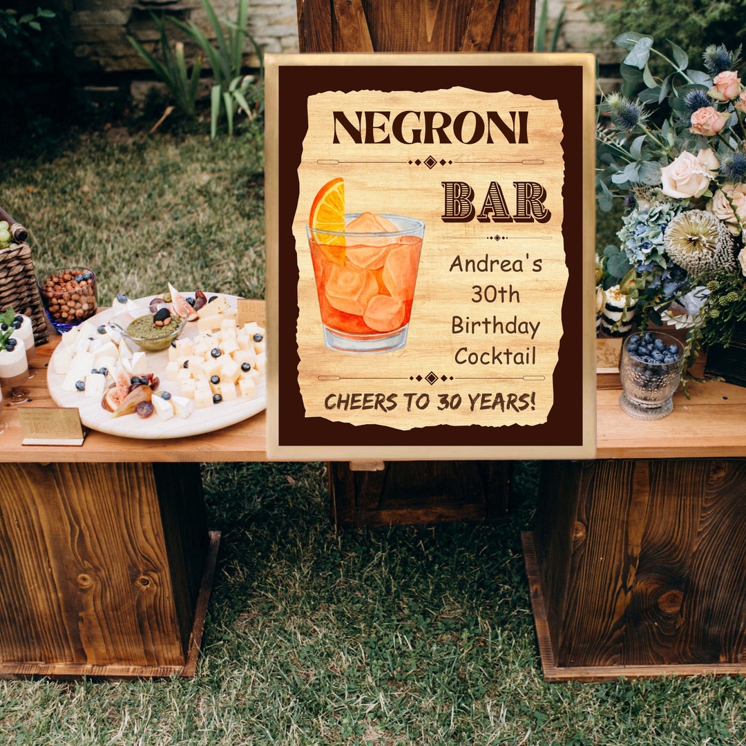 NEGRONI Bar Personalized Party Table Sign + Recipe Card, Signature ...