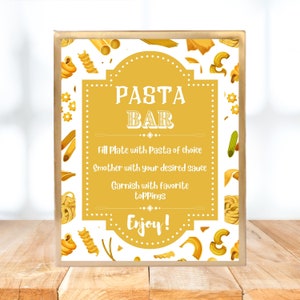 PASTA Bar Buffet Table Sign Template, PASTA Station Sign, Banners ...