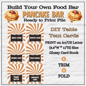 Build Your Own Pancake Food Bar Buffet Sign + Buffet Cards ...