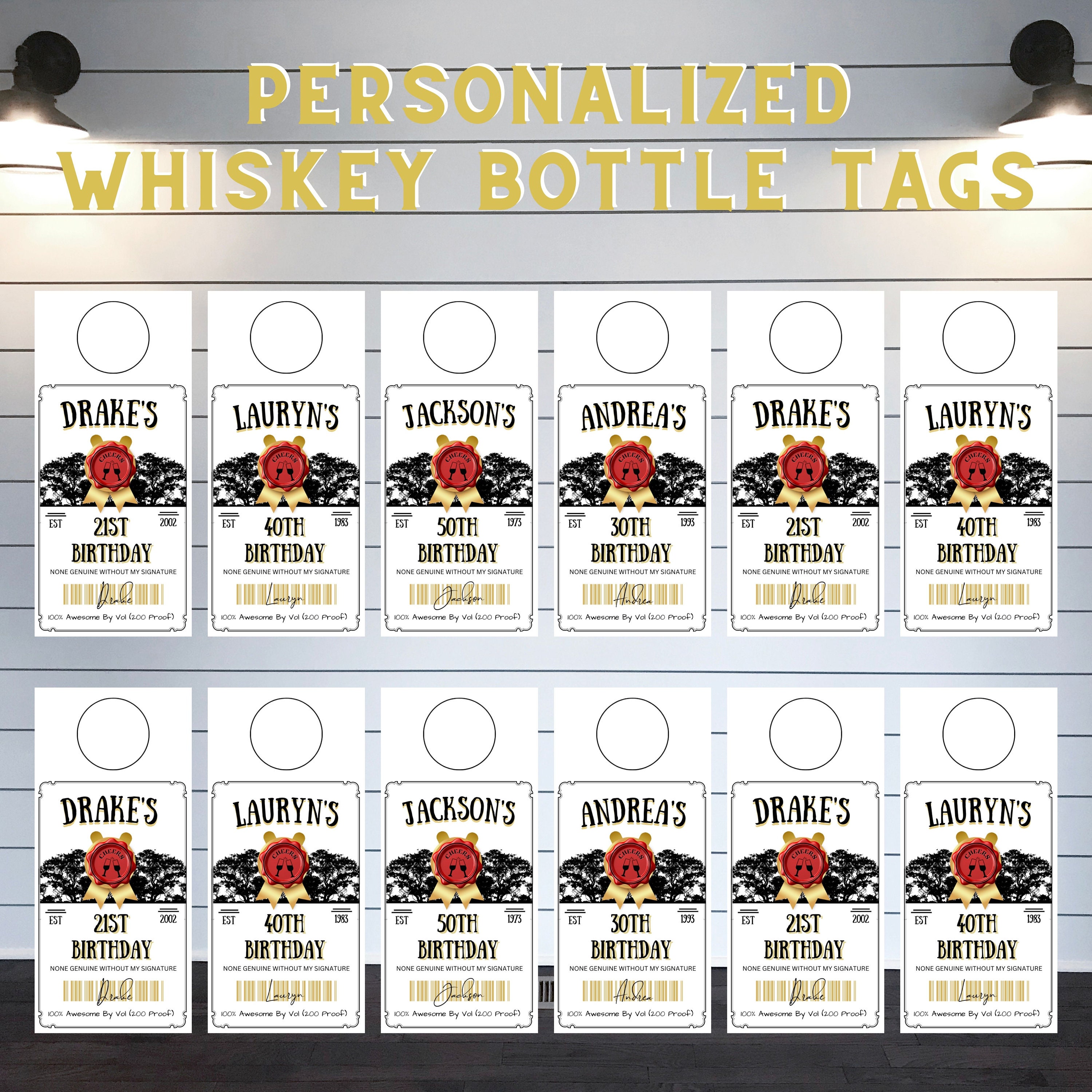 Printable Custom Mini Whiskey Bottle Hang TAGS, Fits Mini Whiskey ...