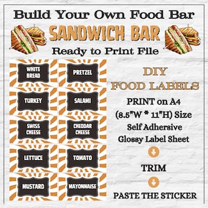 Build Your Own Sandwich Bar Sign Set | Buffet Table Sign + Food Tent ...