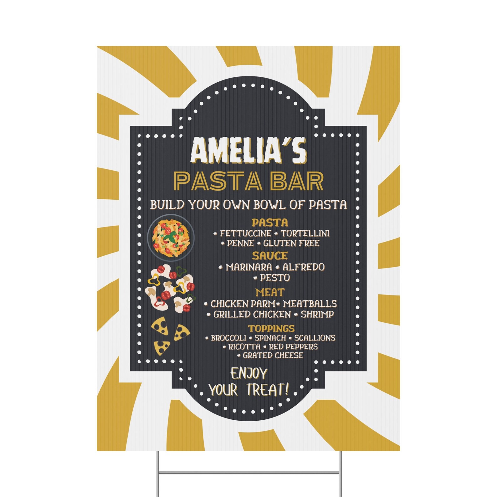 Build Your Own Pasta Bar, Food Bar YARD SIGN, Pasta Station, Custom ...