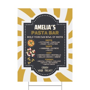 Build Your Own Pasta Bar, Food Bar YARD SIGN, Pasta Station, Custom ...
