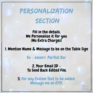 PARFAIT Bar Buffet Table Sign, Personalized PARFAIT Station Sign, Food ...