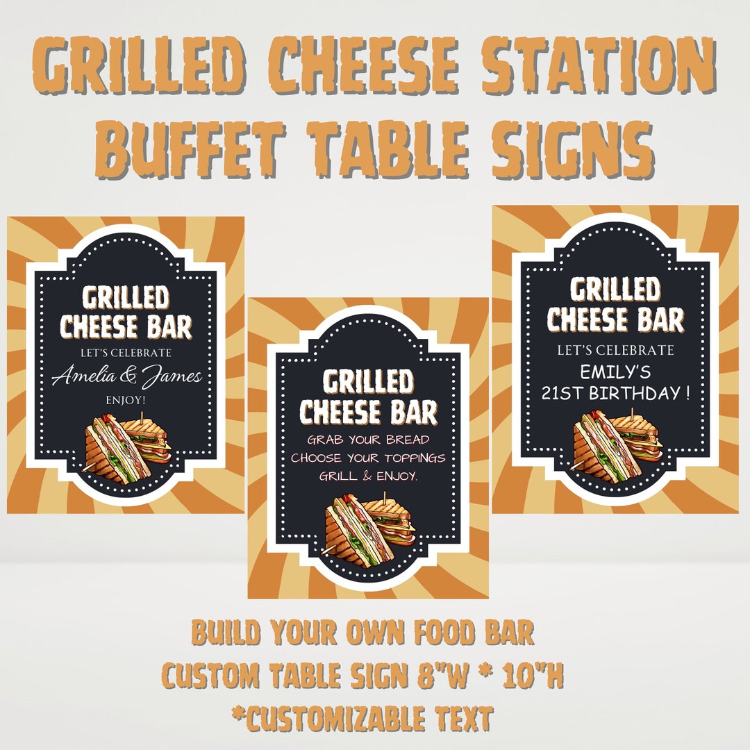 Grilled Cheese Bar Buffet Table Sign, Grilled Cheese Station Sign ...
