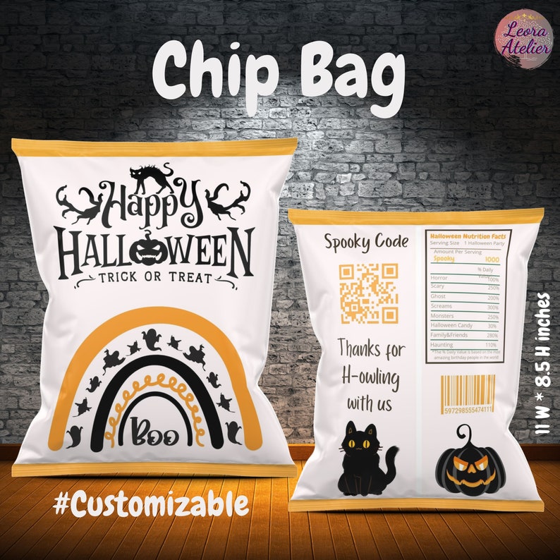 Printable Halloween Candy Bag / Chip Bag Template Booed Party - Etsy