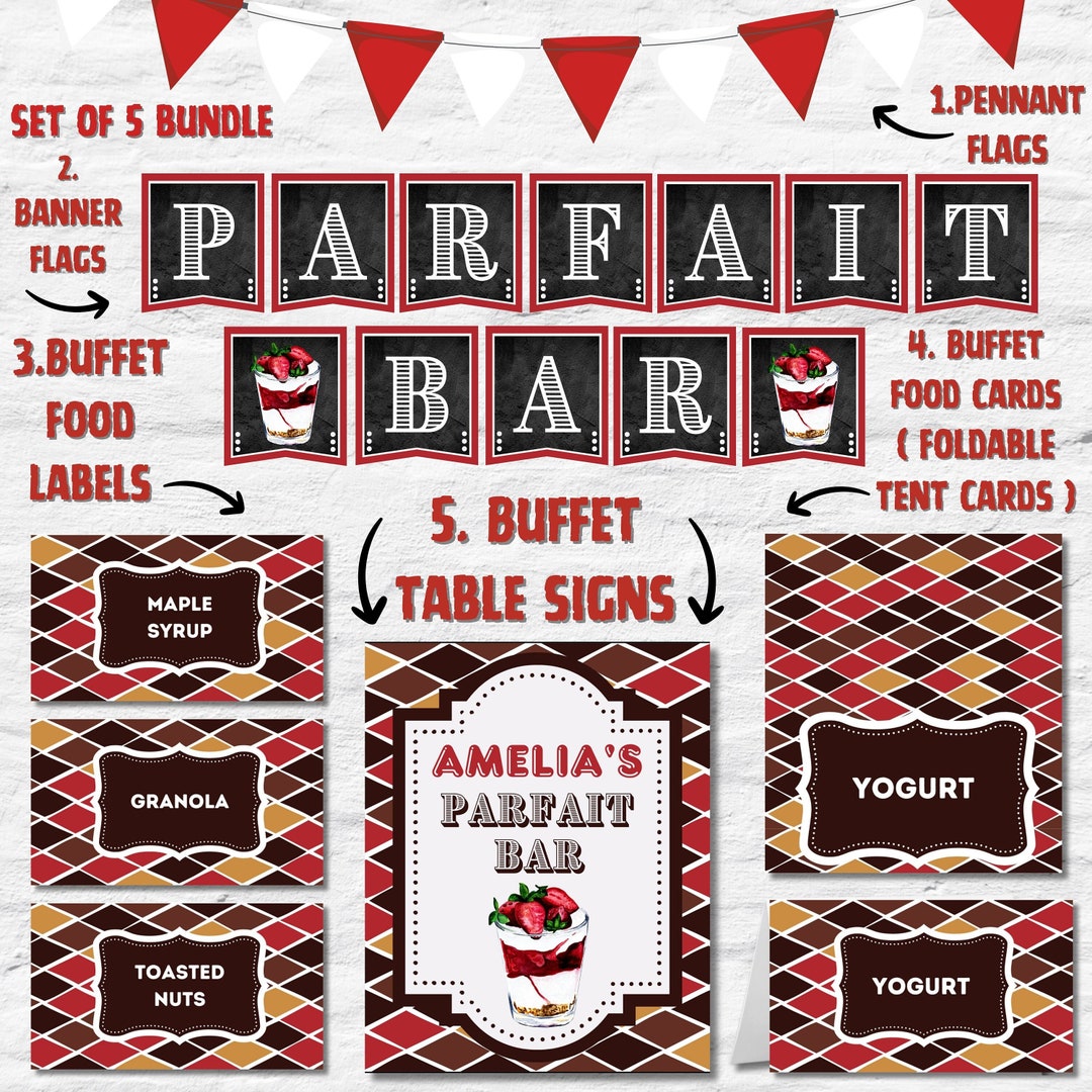 Build Your Own Epic Yogurt Parfait Station, Buffet Cards, Buffet Sign ...