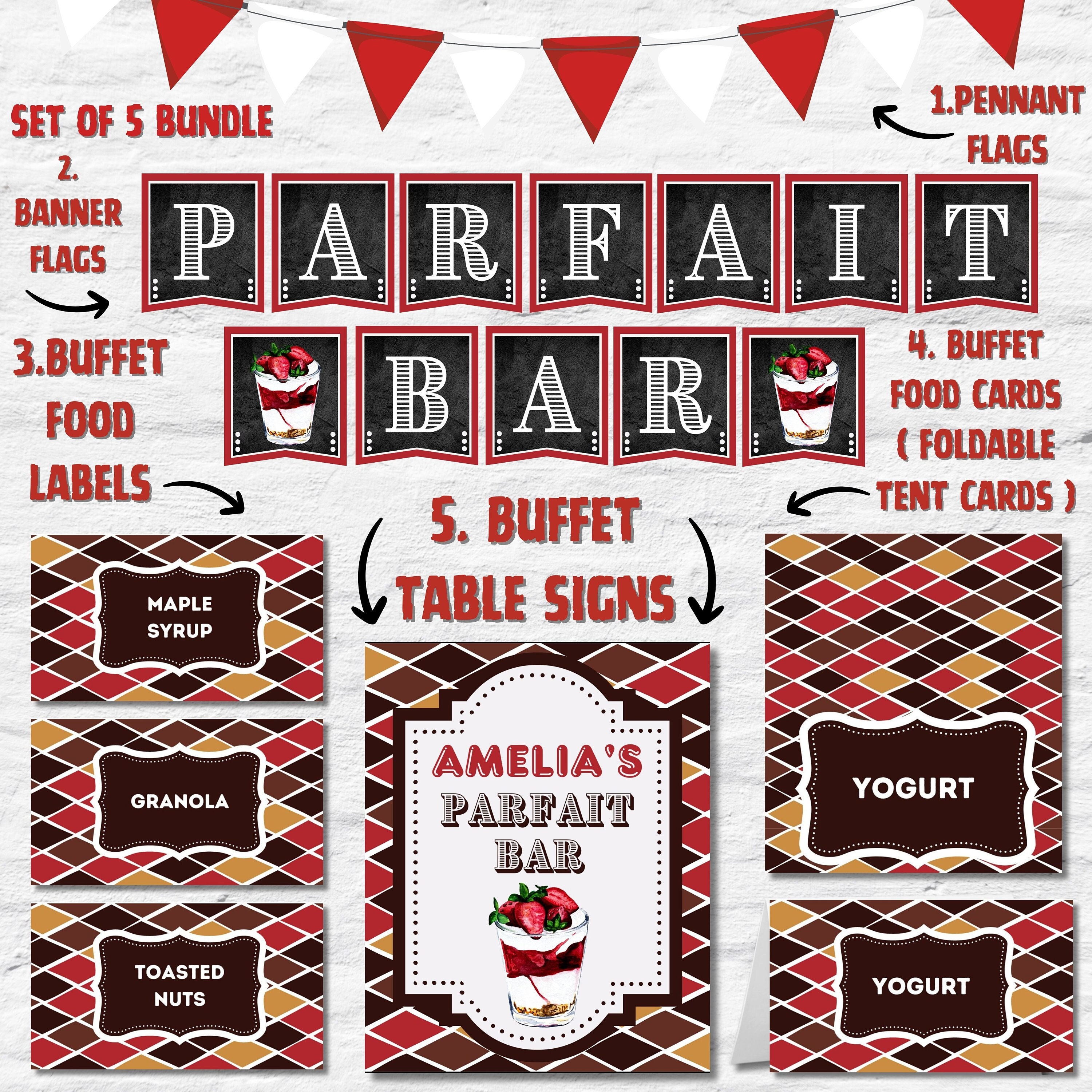 Build Your Own Epic Yogurt Parfait Station, Buffet Cards, Buffet Sign ...