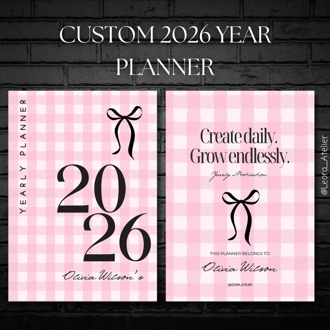 Girly Pink Bow 2026 Minimal Planner Printable & Digital A4 | Daily ...