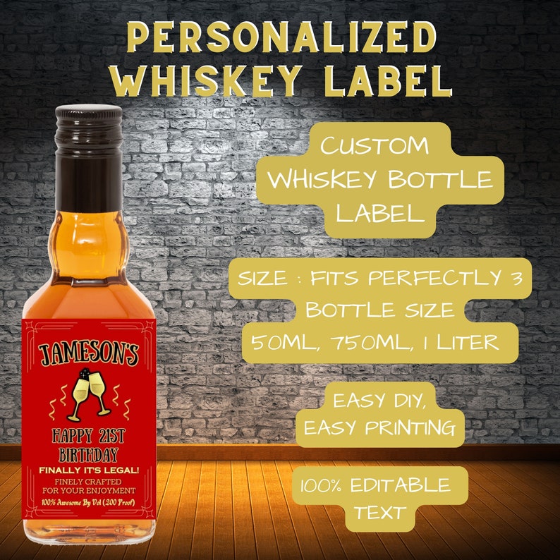 Printable Custom Whiskey Bottle Label Template Fits Whiskey - Etsy