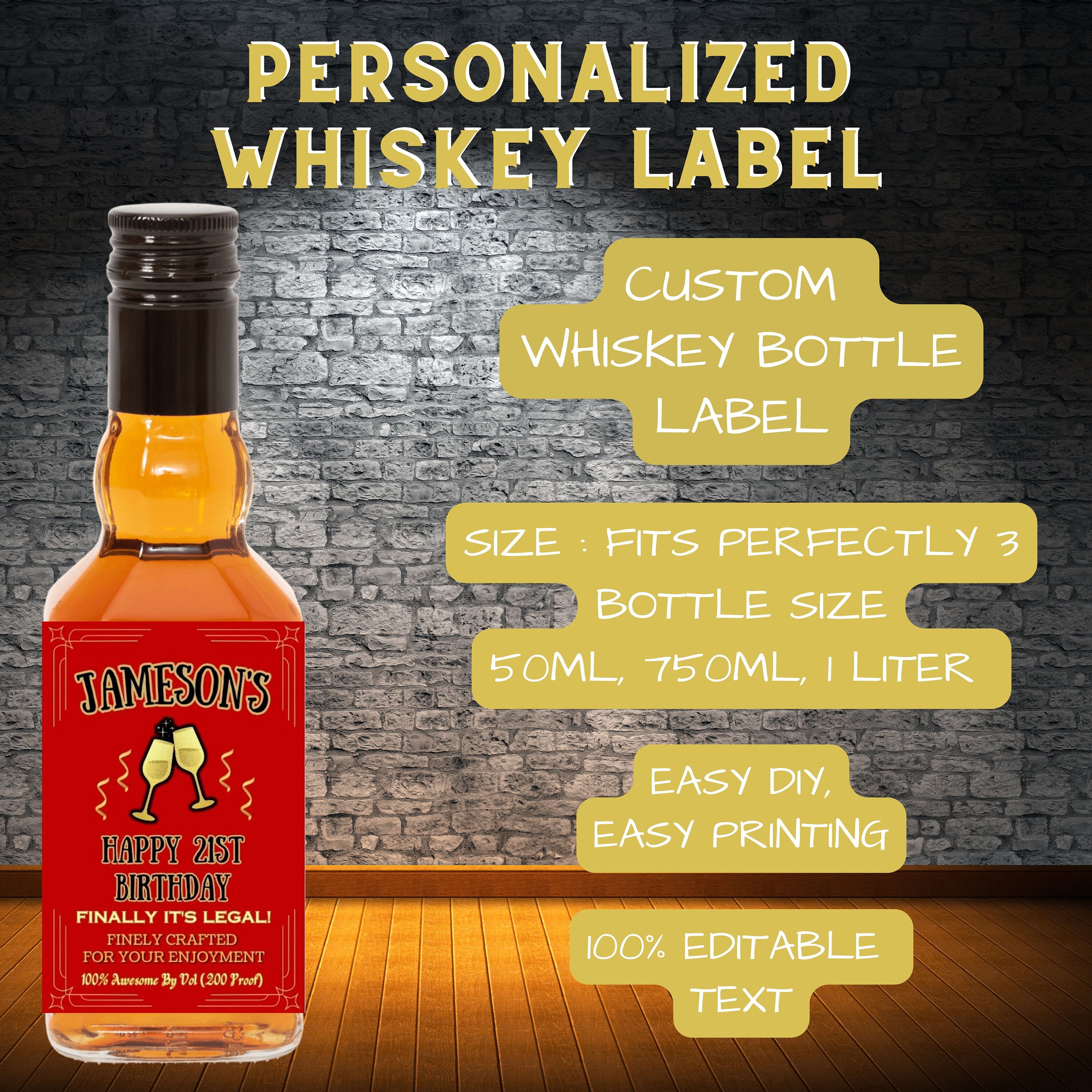 Printable Custom Whiskey Bottle Label Template Fits Whiskey - Etsy