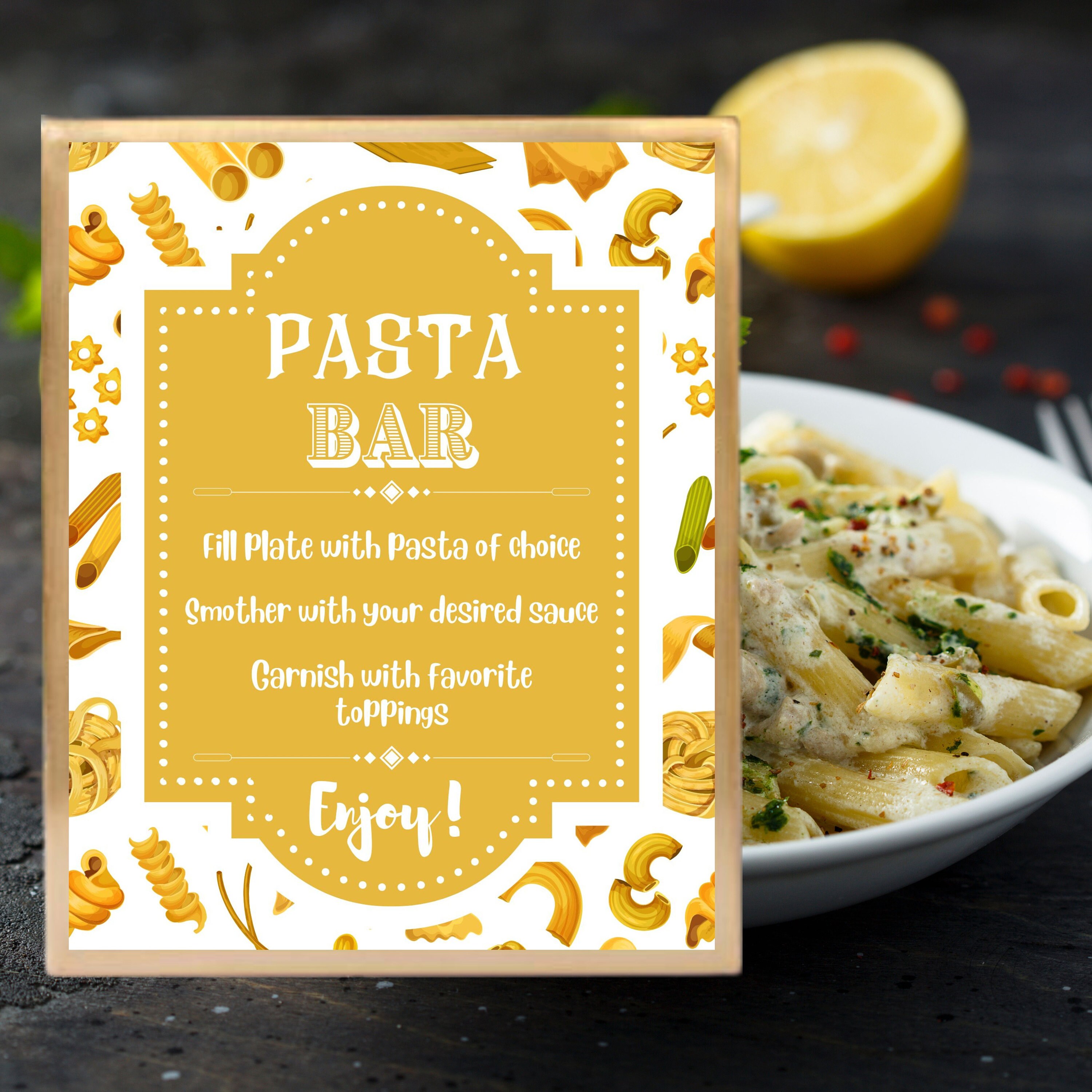 PASTA Bar Buffet Table Sign Template, PASTA Station Sign, Banners ...