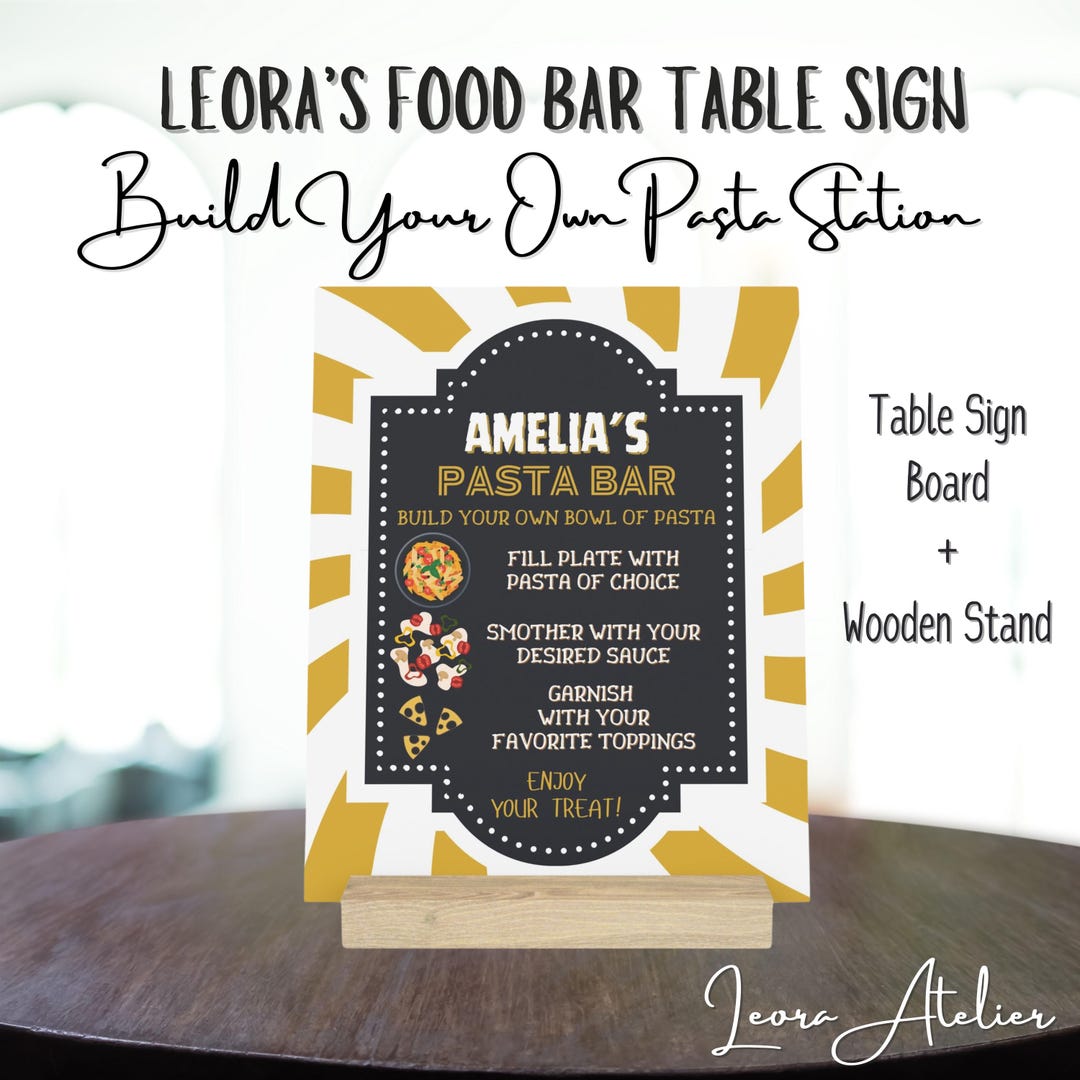 Personalized PASTA Bar Buffet Table Sign, Custom PASTA Station Sign ...