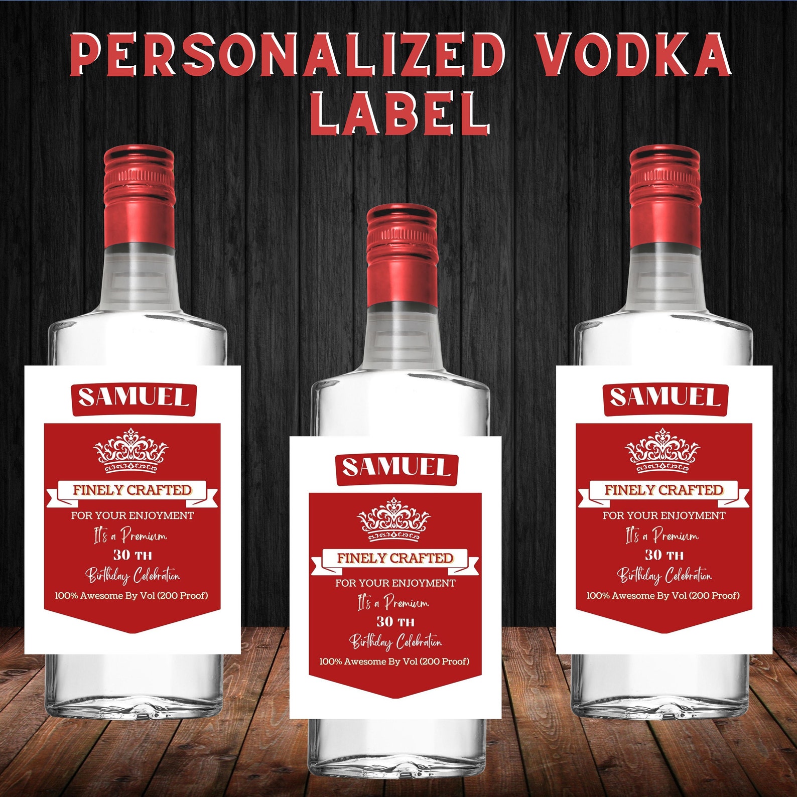 Printable Personalized Vodka Bottle Label Size 35CL, 70CL, 100% ...