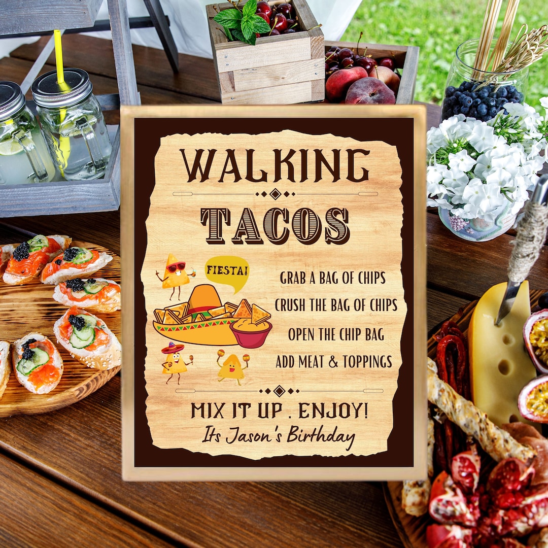 Personalized Walking TACO Bar Table Sign Template, NACHO Station ...