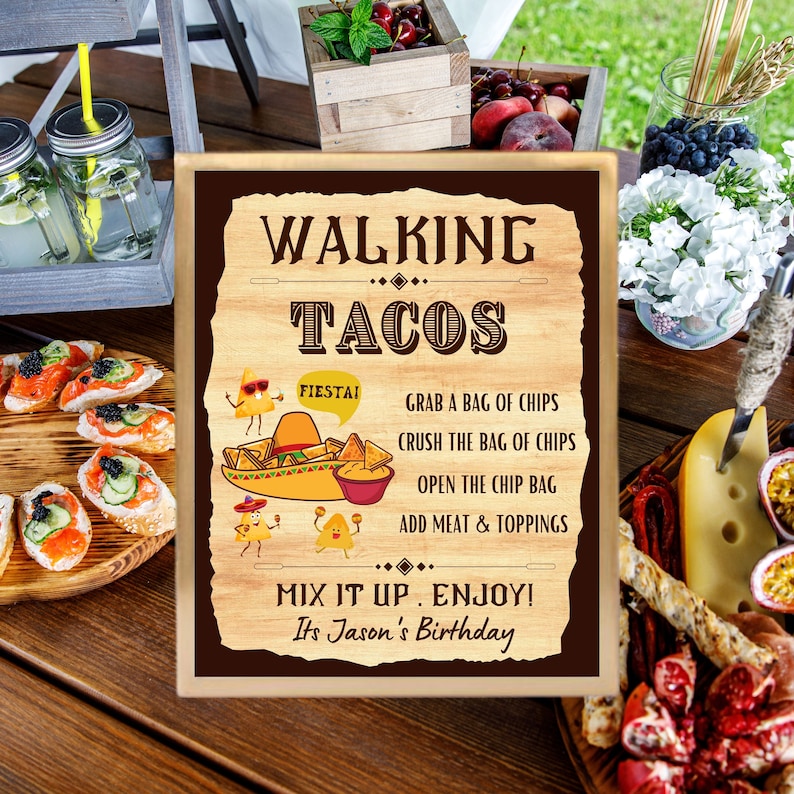 Personalized Walking TACO Bar Table Sign Template, NACHO Station ...