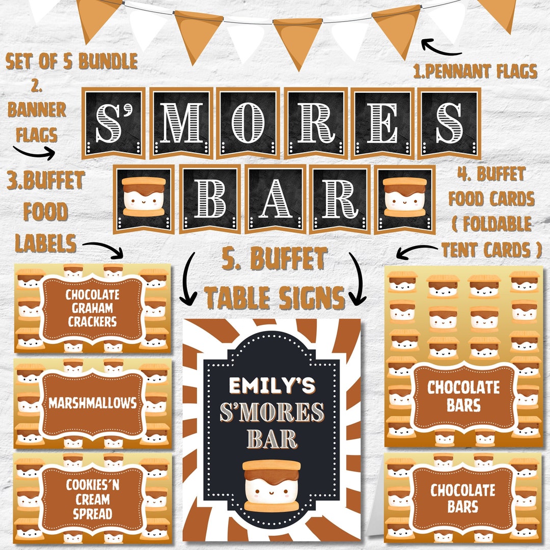 Build Your Own S'MORES Bar Sign, Smores Station Buffet Table Sign ...
