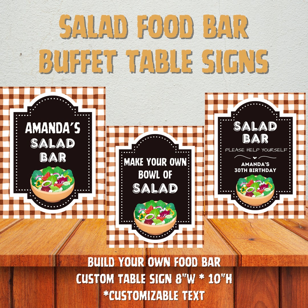 SALAD Bar Buffet Table Sign, Personalized SALAD Station Sign, Banners ...