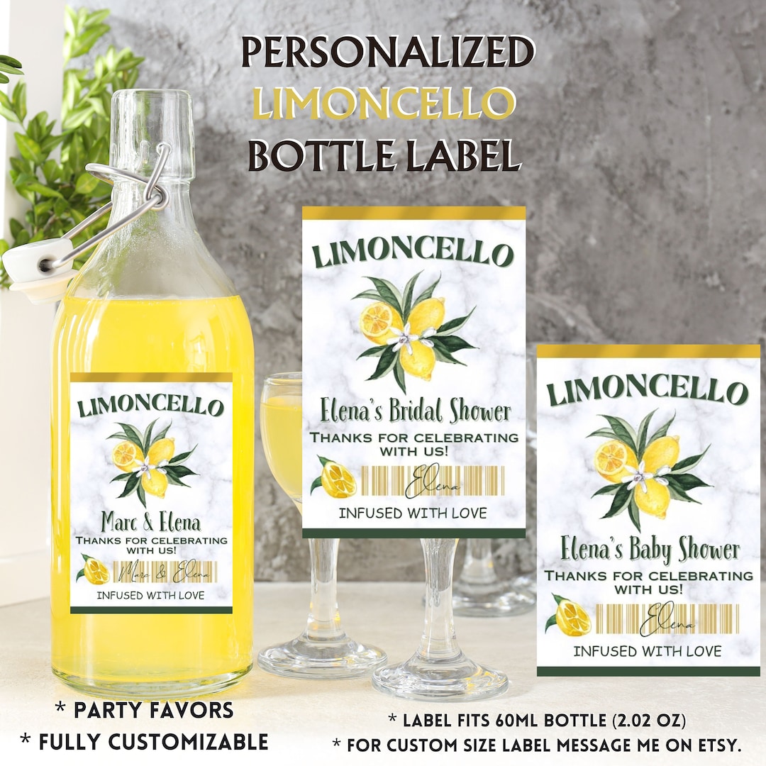 Custom Limoncello Bottle Label, Personalized Gift, Party Favours ...