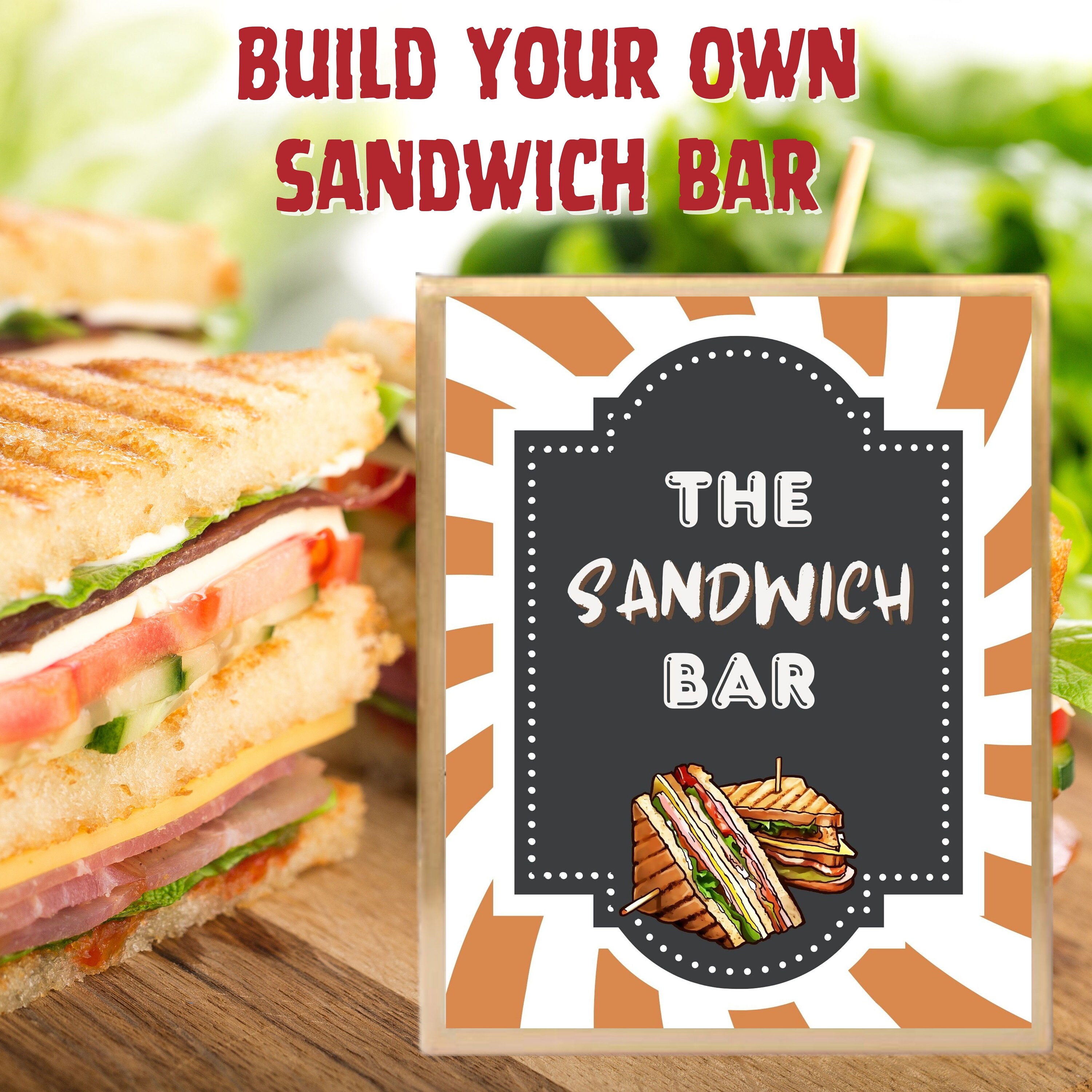 Build Your Own Sandwich Bar Sign Set | Buffet Table Sign + Food Tent ...