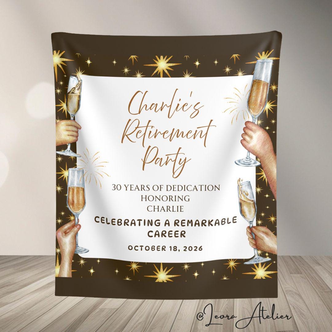 Retirement Banner With Photo | Personalized Retirement Party Backdrop ...