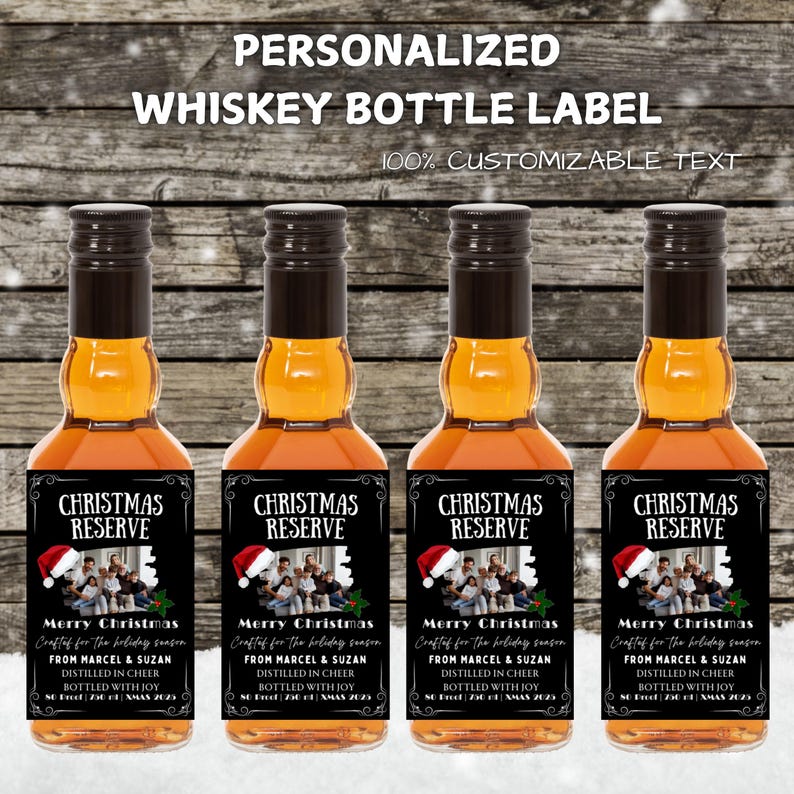 Custom Christmas Whiskey Bottle Label | Celebration Reserve | Holiday ...