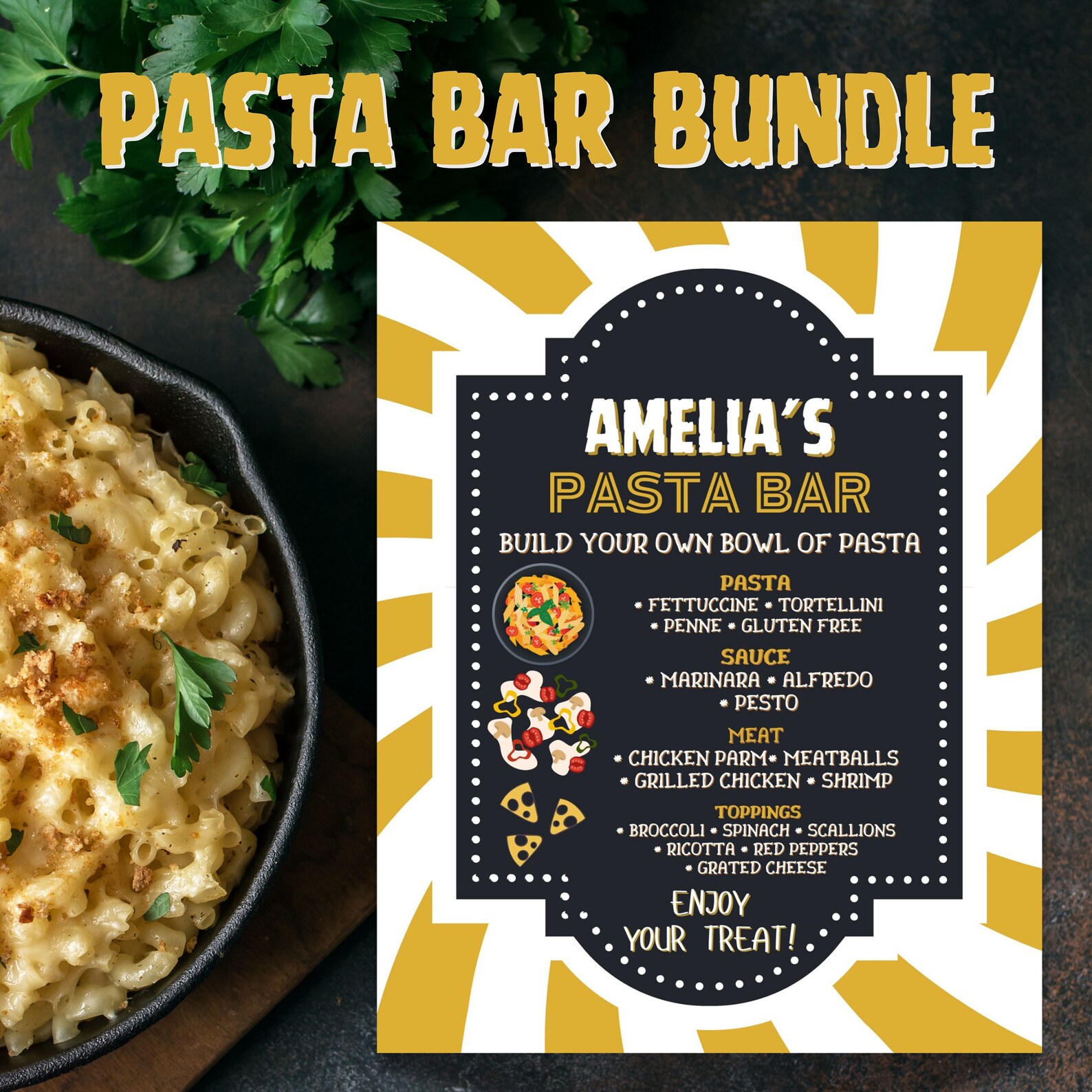 Build Your Own PASTA Bar, Food Bar Poster Signs, Pasta Station, Custom ...