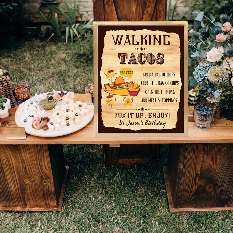 Personalized Walking TACO Bar Table Sign Template, NACHO Station ...
