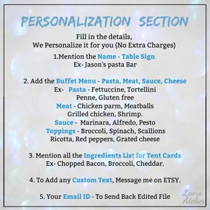 Build Your Own PASTA Bar, Food Bar Buffet Sign, Buffet Cards ...