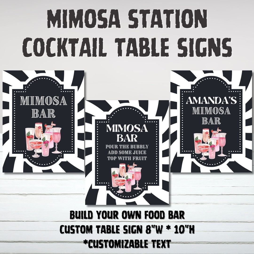 MIMOSA Bar Buffet Table Sign Template, Personalized to Any Name, Mimosa ...