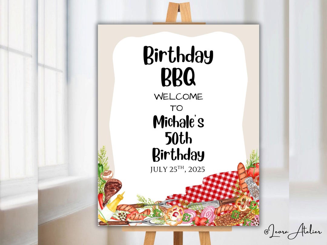 BBQ & Good Time Sign | Custom Welcome Banner | Table Sign | Printed ...