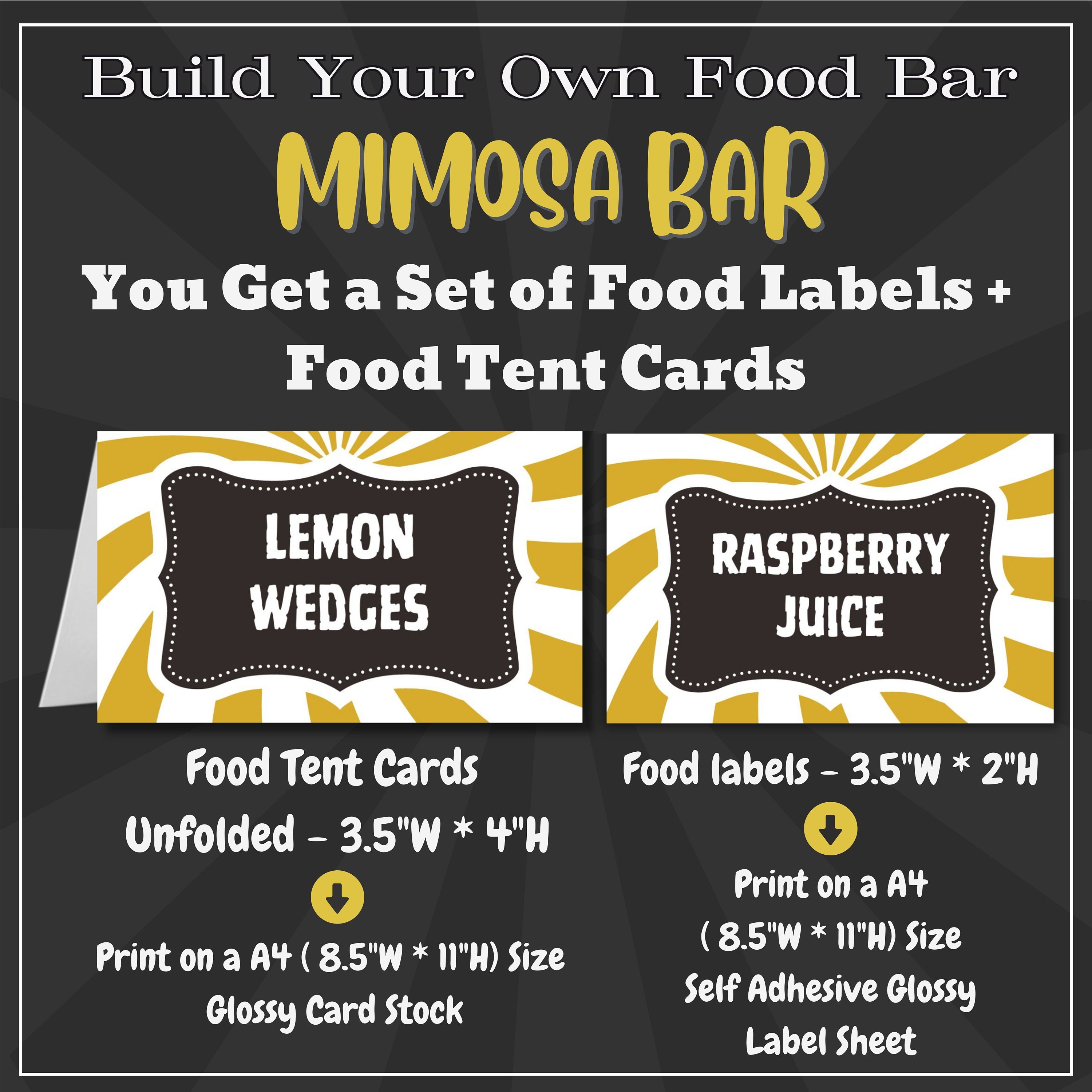 Build Your Own MIMOSA Bar Buffet Cards, Buffet Signs, Personalized ...