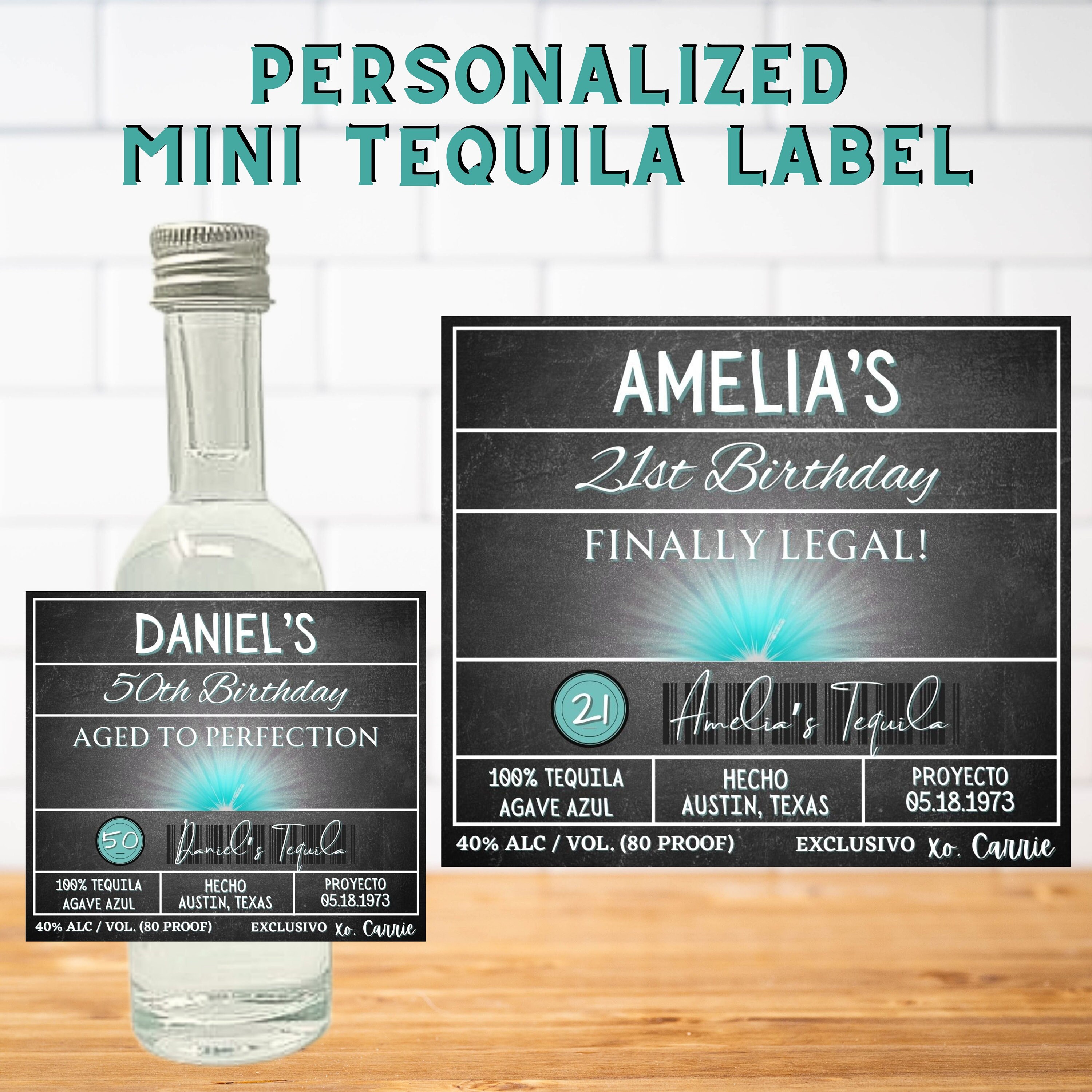 Easy Printable Custom Tequila Bottle LABEL Sizes 50ML - Etsy