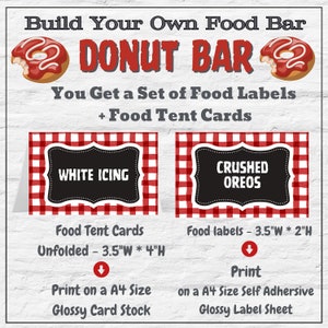 Build Your Own DONUT Food Bar Buffet Sign + Buffet Cards + Personalized ...