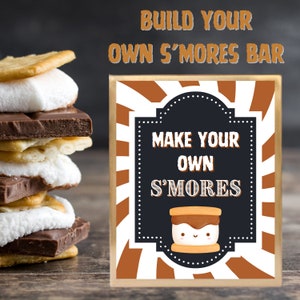 Build Your Own SMORES Bar, S'more Station Food Bar Buffet Sign + Buffet ...
