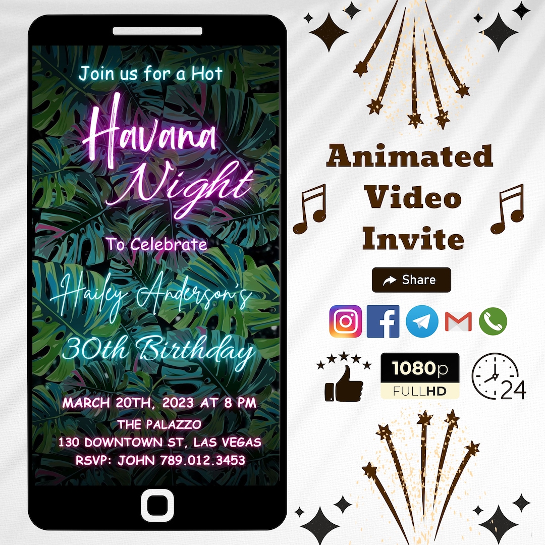 Animated Birthday Dinner Video E-invite Instagram Story Template, Party ...