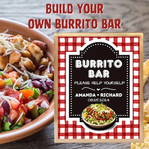 Burrito Bowl Food Bar Buffet Table Sign, Burrito Food Station Sign ...