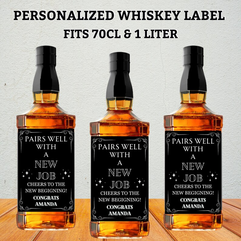 Personalized Whiskey Bottle Label, Pairs Well With New Job Label ...