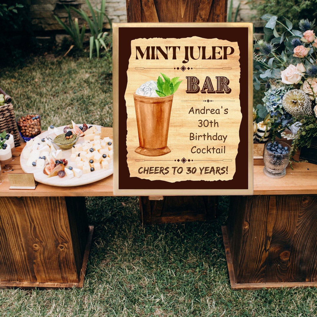 MINT JULEP Bar Table Sign Recipe Card, Signature Drink, Diy COCKTAIL ...