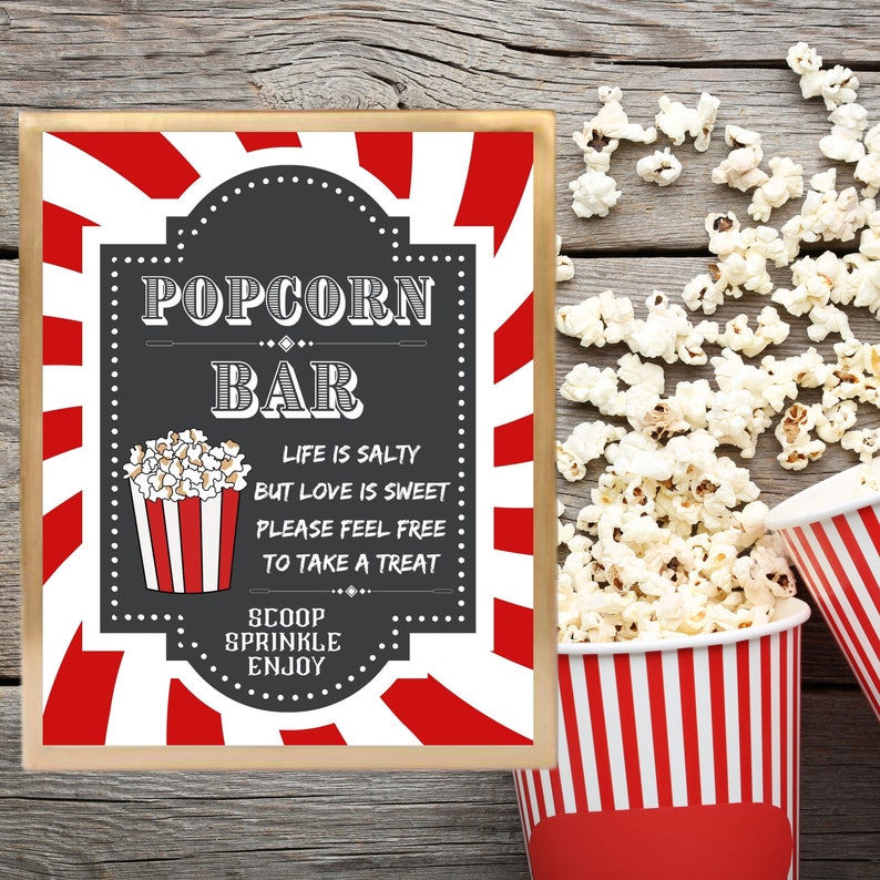 Build Your Own Food Bar, POPCORN Bar Table Sign Template, POPCORN ...