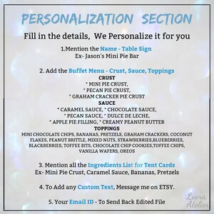 Build Your Own MINI PIE Station, Food Bar Buffet Sign, Buffet Cards ...