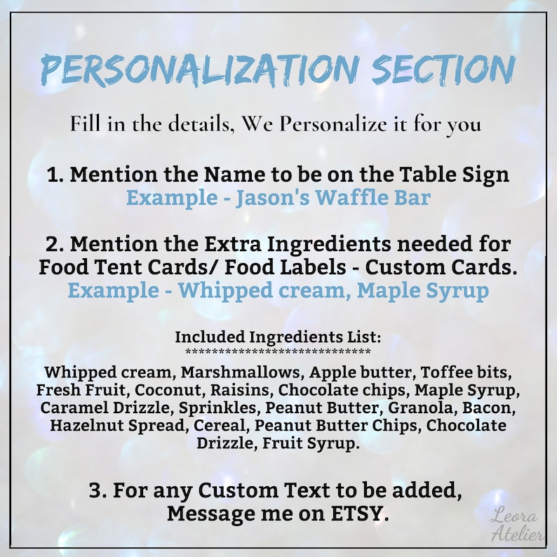 Build Your Own Waffle Bar | Buffet Cards, Buffet Signs, Personalized ...