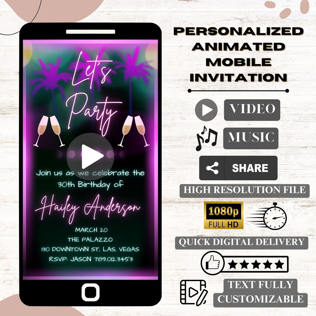 Animated Video Invitation, Birthday Party E-invite, Personalized E ...