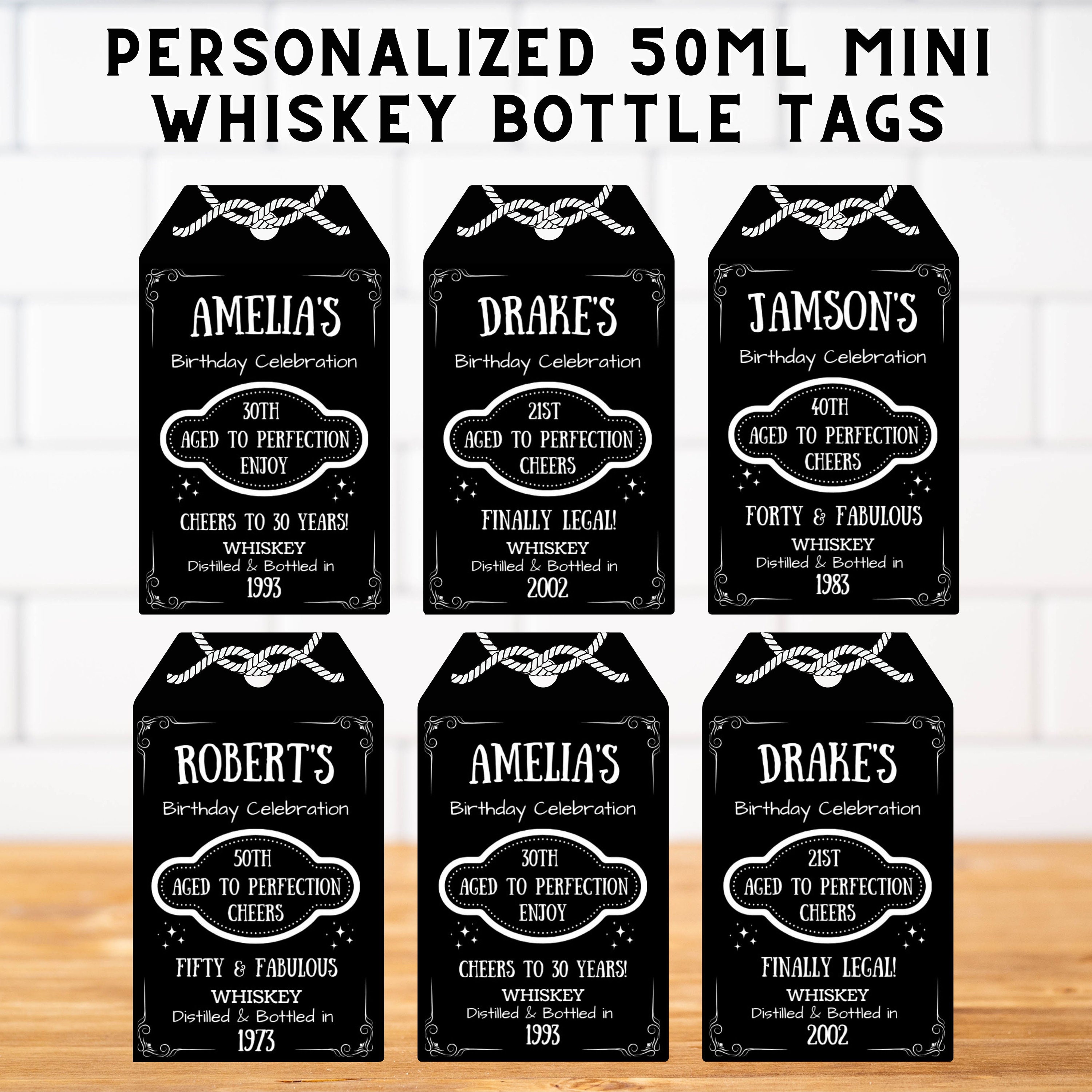 Printable Custom Mini Whiskey Bottle Hang TAGS, Fits Mini Whiskey ...