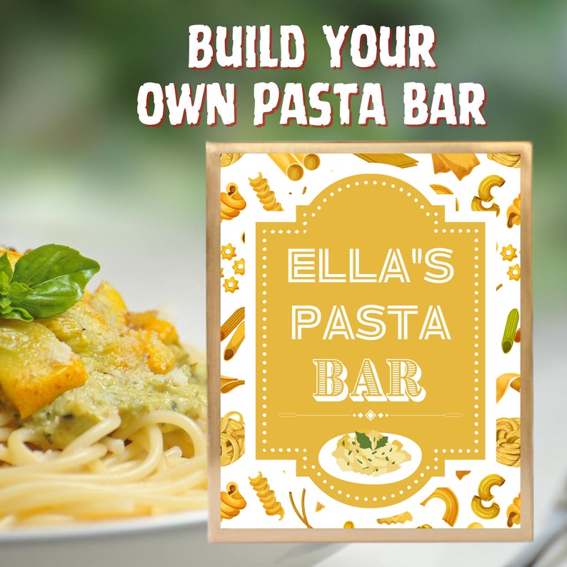 PASTA Bar Buffet Table Sign, Personalized PASTA Station Sign, Banners ...